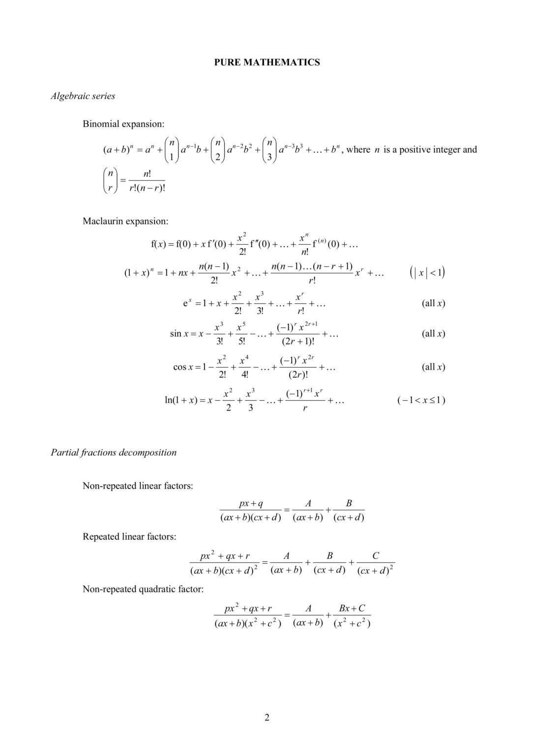 MF26 Formula Sheet For JC A Level Mathematics H1 H2 H3 mf26-formula-sheet-for-jc-a-level-mathematics-h1-h2-h3
